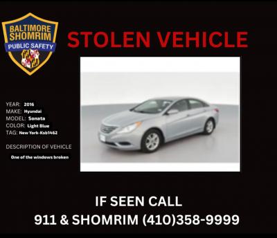 Baltimore Jewish Life | Baltimore Shomrim: Stolen Vehicle Alert